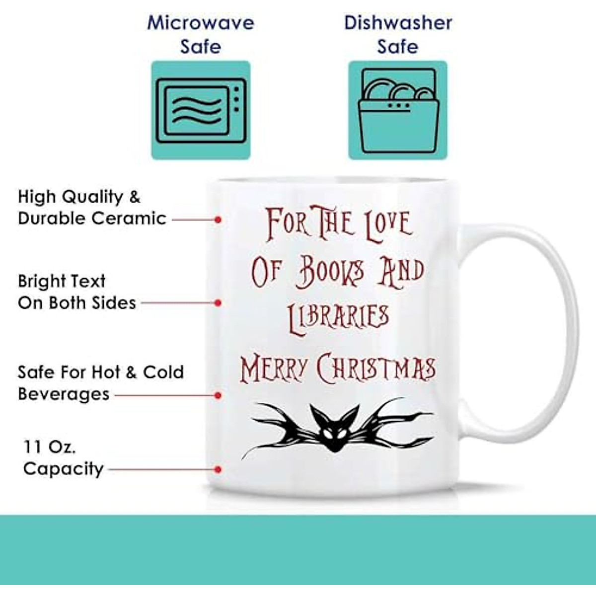 Unique Librarian Gift, Ideal Christmas Present for Book Lovers - Library Tree Sweat on 11 Oz White Ceramic Coffee Mug