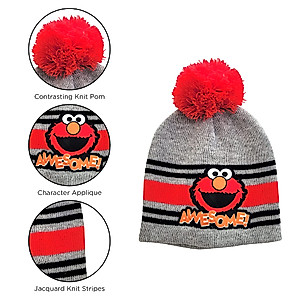 Sesame Street Boys Toddler Winter Hat, Scarf & Mittens Set, Elmo Beanie For Ages 2-4