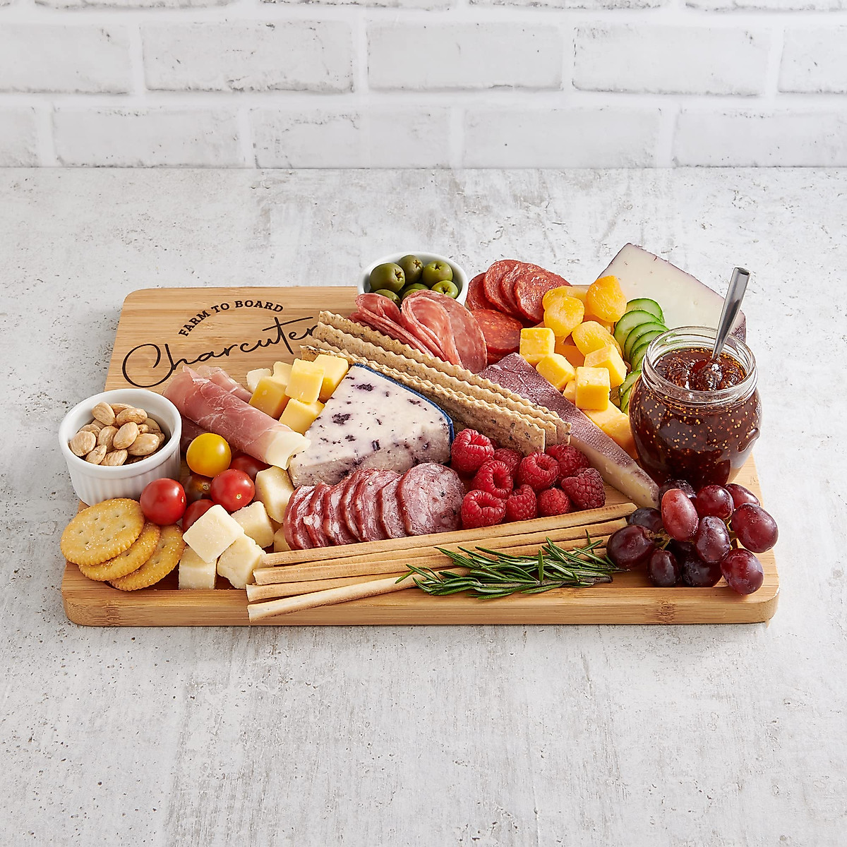 HIC Kitchen Maison du Fromage Charcuterie Cheese Board, Caramelized Bamboo, Rectangular, 11 x 15 x 0.6-Inches