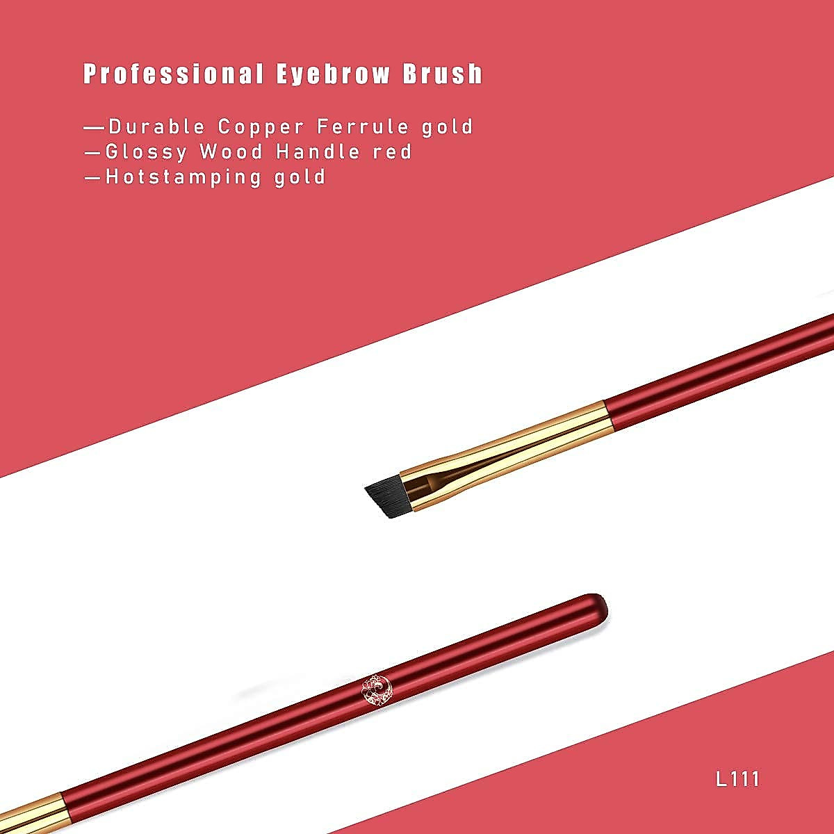 ENERGY Eyebrow Brush Angled Gel Eyeliner Makeup Brush L111 Ultra Thin Slanted Pro Liner Brush Firm Stiff Synthetic Bristles for Cream Brow Defining Applicator Red