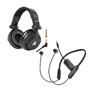 MAONO MH601 Monitor Headphone with WH30 Wireless BT Neckband Headphone for Live Streaming,Podcasting,Music