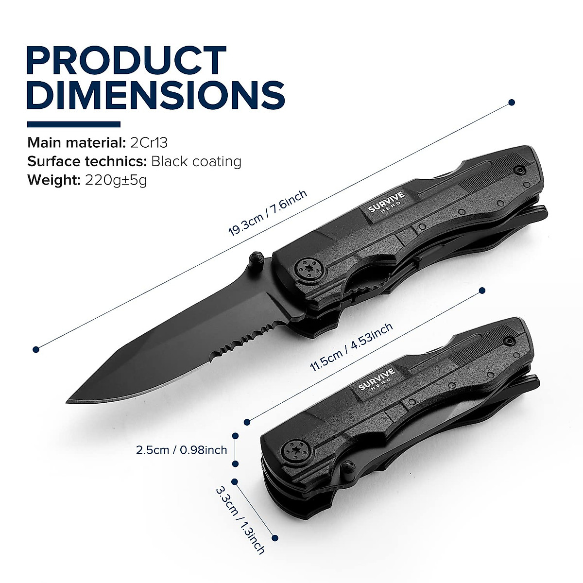 Survive Hero Camping Multi Tool Pocket Knife Multitool Knife for Men, Birthday Gift for Dad Gifts Son Daughter, Tactical EDC Utility Knife Multitool, Brother Gifts for Dad Gifts Grandpa Brother