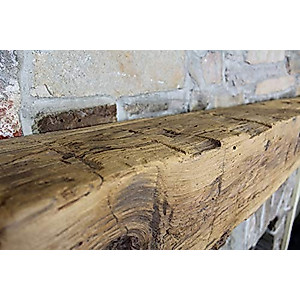 Modern Timber Craft Fireplace Mantel Shelf - Hand Hewn Wood Barn Beam - Authentic Reclaimed Wooden Rustic Shelving 48 Inches