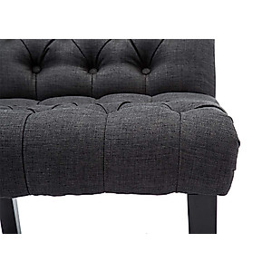 Yongqiang Upholstered Accent Chair for Bedroom Living Room Chairs Armless Slipper Chair with Wood Legs Gray Fabric