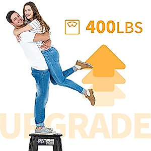 Delxo 16” Folding Step Stool in Black,1 Pack Premium Heavy Duty Foldable Stool for Adults,Portable Collapsible Plastic Step Stool,Non Slip Folding Stools for Kitchen Bathroom Bedroom Up to 400LBS