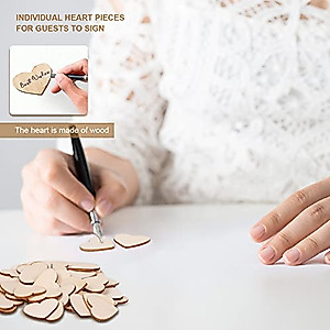 bisenwin Wedding Guest Book Alternative for Wedding Reception, Rustic Baby Shower Decorations with 80 Wooden Hearts (Antique White)