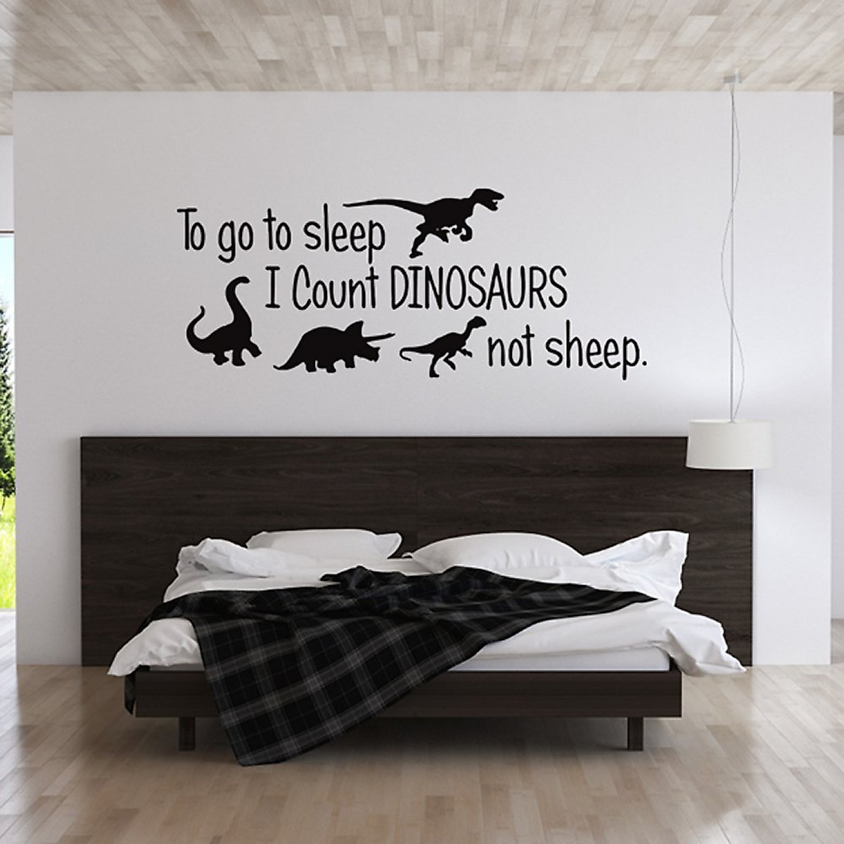 to Go to Sleep I Count Dinosaurs Not Sheep Vinyl Wall Decals Kids Room Bedroom Nursery Cartoon Wall Art Home Decor Stickers