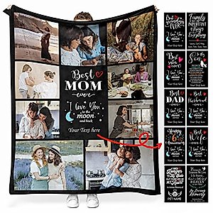 NIWAHO-THROWS MADE Custom Blanket with Photos Collage Throw Blankets 50 x 60 inch Personalized Morther's Day, Customized Family Pictures Blankets