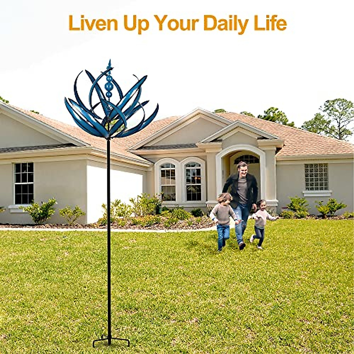 LimeHill Wind Spinner for Yard and Garden - Large Metal Kinetic Wind Sculptures, Yard Art Outdoor Decor (27 x 91 inches)