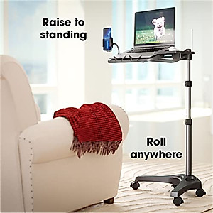 LEVO G2 V16 Mobile Laptop Stand Desk Rolling Cart with Phone Holder and Mouse Tray