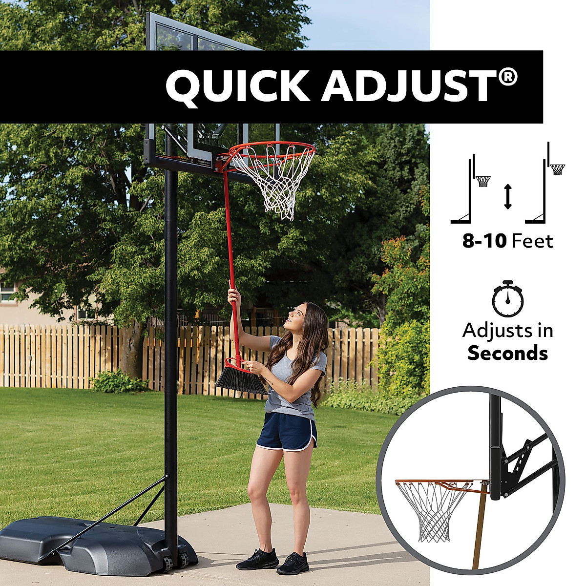 Fusion Courtside Portable Basketball System, 46 Inch Backboard