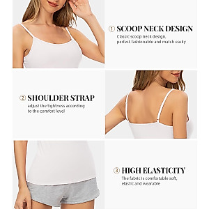 Rosyline 4 Piece Women Camisole Basic Undershirt Adjustable Spaghetti Strap Tank Top Black/Grey/Black/White M