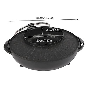 SNKOURIN Hot Pot with Grill 2 in 1, Multifunctional Smokeless Korean Barbecue Grill, Indoor Electric Hotpot Grill Combo, Capacity for 3-5 People, Non-stick Black 110v