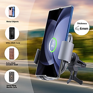 15W Wireless Car Charger for Samsung Galaxy Z fold 5/4/3/2,[Dual Coils] Auto-Clamping Air Vent Dashboard Car Phone Holder for Galaxy Z Fold 4 Car Mount(with QC3.0)