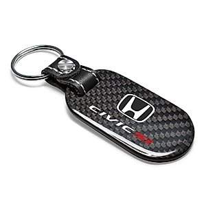 iPick Image Made for Honda Civic Si 100% Real Black Carbon Fiber Tag Style Key Chain