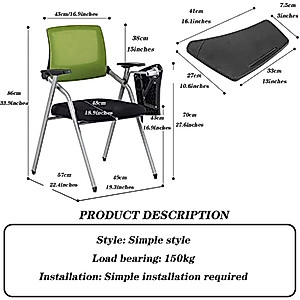 YOYAL Office Chair Training Chair with Writing Board Comfortable Folding Chair Office Computer Chair, Bearing 150kg (Size: 57 * 49 * 86cm)