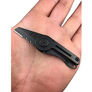 MAXERI World's Smallest All Purpose Pocket Knife, Premium Heat-Treated Stainless Steel Blade, Micro Slim Minimalist Design, Ideal Every Day Carry (Serrated Blade)