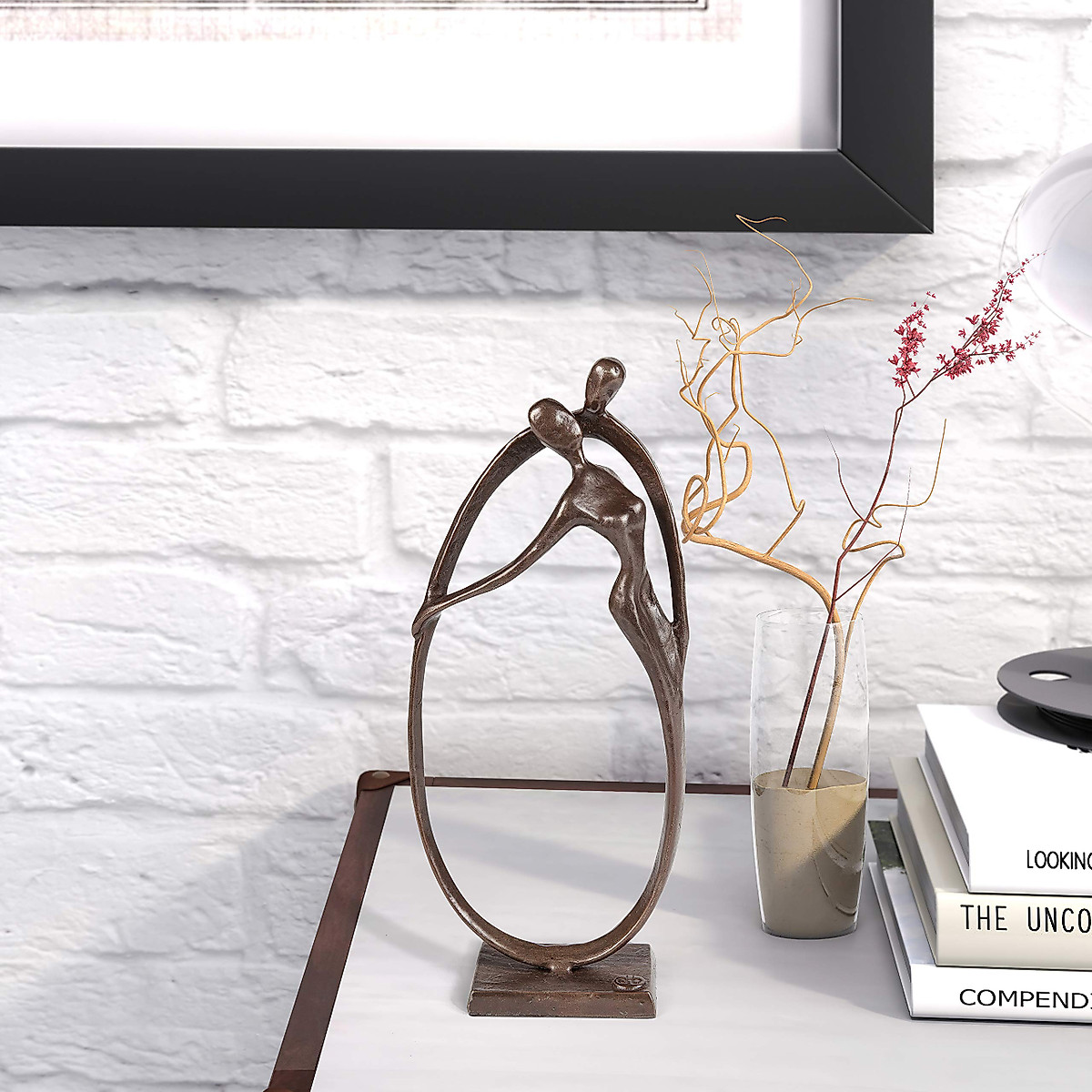 Danya B. Circle of Love Bronze Sculpture - Contemporary Home Decor - Modern and Elegant Couple Embrace of Eternal Love for Wedding, Anniversary, Birthday or Gift of Love