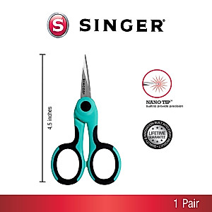 SINGER 00557 4-1/2-Inch ProSeries Detail Scissors with Nano Tip, Teal