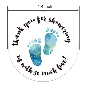 Baby Shower Stickers, Thank You for Showering Us with So Much Love - Pink Foot Stickers, Total 500 Labels Per Roll.