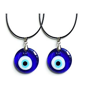 Binami 2 Pcs Evil Eye Lucky Necklace Turkish Blue Eye Kabbalah Adjustable Amulet Nazar Friendship Gift for Women Men