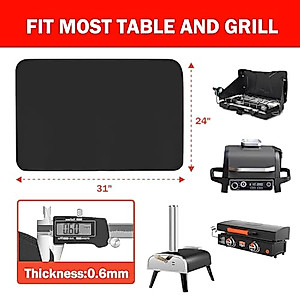 TOHONFOO 24" x 31" Grill Mat Fireproof for Outdoor Grill Protecting Prep Barbecue Table - Heat Resistant BBQ Tabletop Grilling Griddle Pad, Easy to Clean & Storage - Waterproof & Foldable, 0.6mm