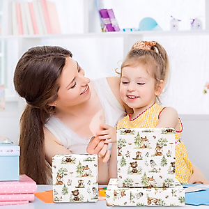 JarThenaAMCS 6 Sheets Woodland Animal Wrapping Paper -Not Roll- Watercolor Forest Jungle Animal Gift Wrap Paper Folded Flat DIY Art Craft Paper for Party Packaging, 39.4 x 27.6 Inch