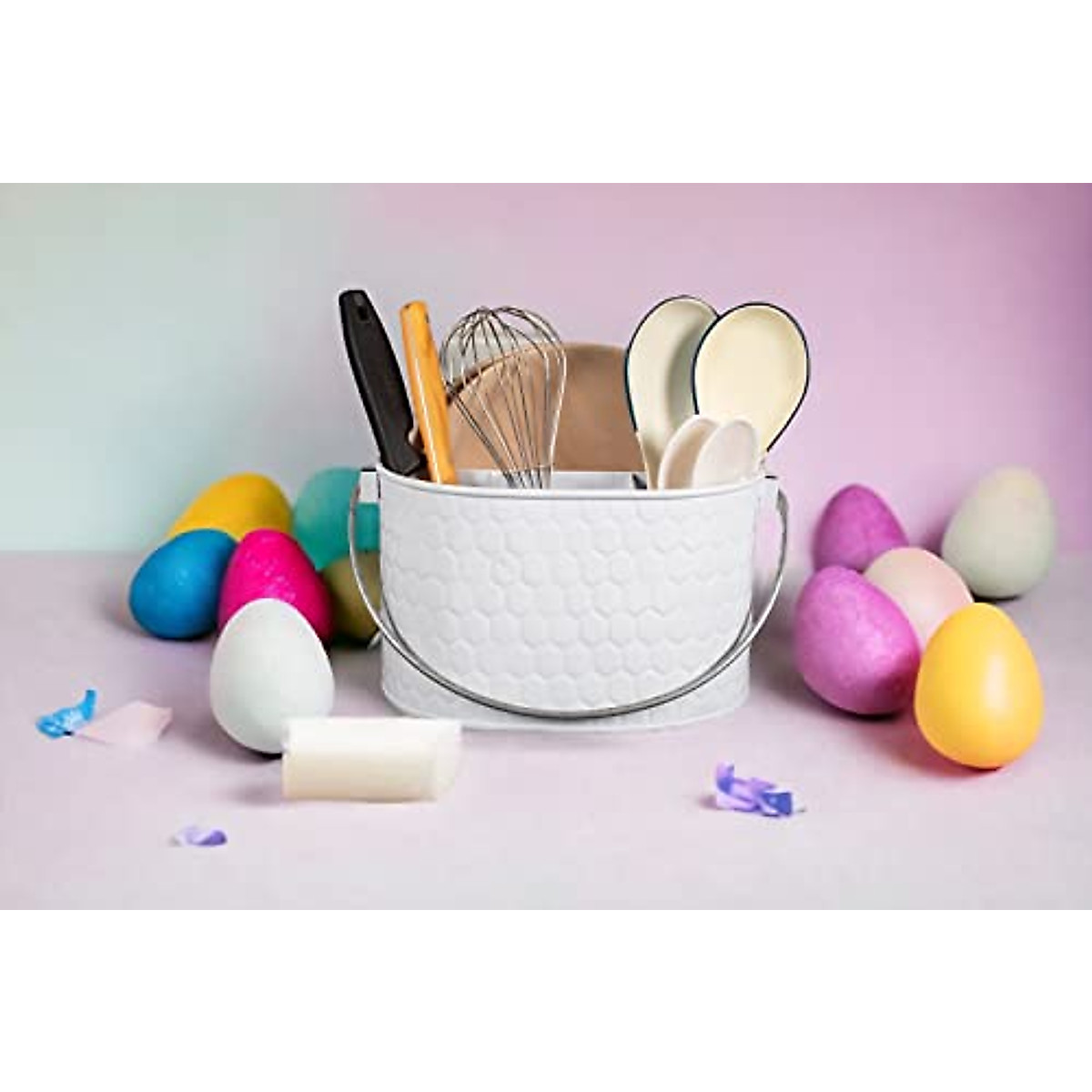 utensil caddy for parties, utensil caddy for countertop, kitchen utensil caddy, plate and utensil caddy - picnic utensil caddy, kitchen utensil caddy for countertop - 10 Inches (Snow White)