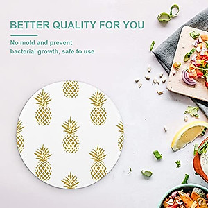 Gold Pineapple Glass Cutting Board Scratch Resistant Round Chopping Board For Kitchen 7.9 in