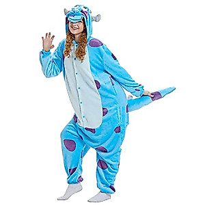 ALITERCY Sulley Sullivan Unisex Adult Pajamas, One Piece Animal Cosplay Costume Halloween/Christmas Winter Home Wear Blue