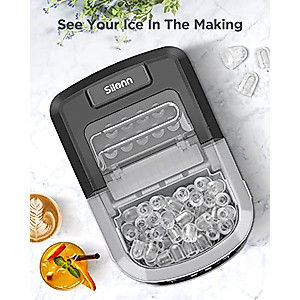 Silonn Ice Maker Machine Countertop, 26 lbs in 24 Hours, 9 Cubes Ready in 6 Mins, Self-Clean Ice Maker Compact Portable Ice Maker with Ice Scoop and Basket