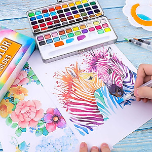 Dyvicl Watercolor Paint Set, 72 Colors in Pocket Box with Water Brushes, Protable Travel Watercolor Set for Kids, Adults, Beginners, Artists Painting