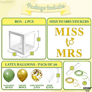 KatchOn, Miss to Mrs Balloon Boxes with Balloons - 12 Inch, Pack of 44 | Bridal Shower Balloon Boxes for White And Gold Bridal Shower Decorations | Bride Balloons Box, Bachelorette Party Decorations