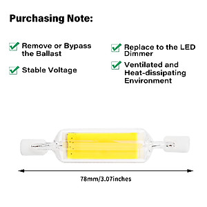 KIMROO 78mm 5W R7S LED Bulbs(4 Pack) 100W Halogen Equivalent 78mm R7S LED J-Type t3 120V Dimmable 6000K Daylight White Double Ended R7S LED J78 Flood Light Landscape Lights (White)