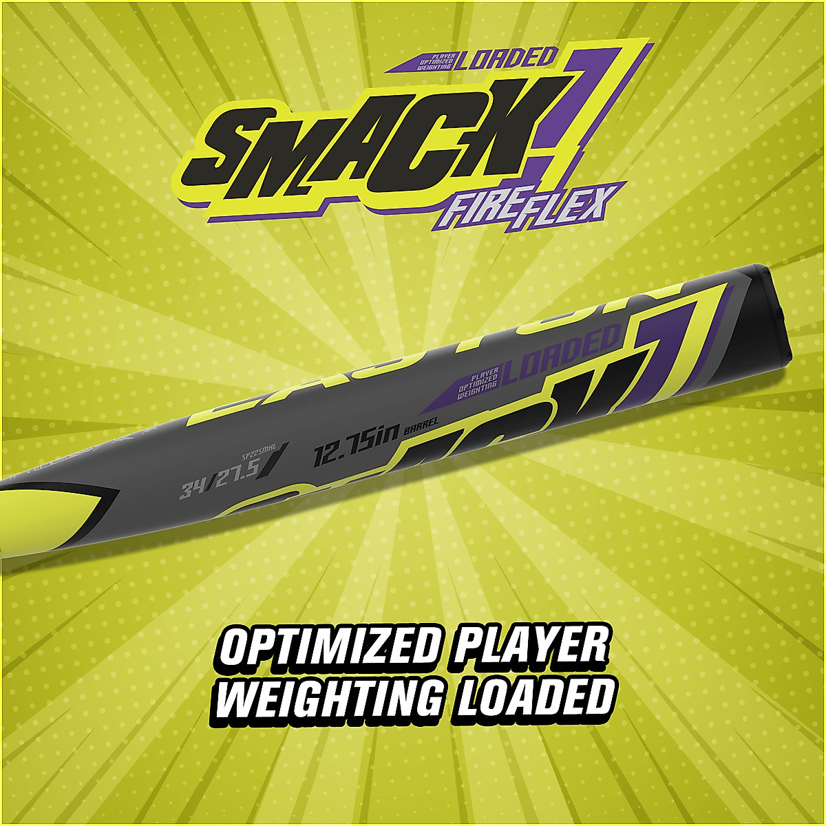 Easton Smack Slowpitch Softball Bat, End Loaded, 12.75 in Barrel, USSSA, ISA & NSA, 34in x 25.5oz