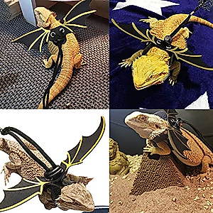 Hamiledyi Bearded Dragon Tank Accessories Lizard Hammock Adjustable Leash Bat Wings Reptile Plants Hanging Fake Vines Tank Habitat Decor for Climbing Chameleon Lizards Gecko Snakes
