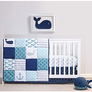 The Peanutshell Nautical Themed Crib Bedding Bundle | 5 Piece Set | 3 Crib Sheets, Crib Quilt, and Crib Skirt