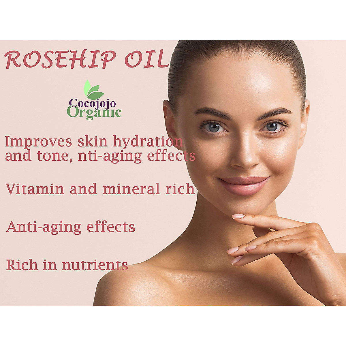 cocojojo Rosehip Oil for Face, Rose Oil for Face, Rose Hip Oil for Face, Rosehip Oil, Pure Unrefined Cold Pressed All Natural for Hair Skin Face Body Nails - 16 Oz
