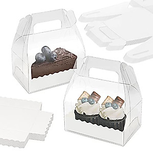 Oomcu 20 Pack Small Clear Gable Bakery Gift Boxes with Cardboard,Candy Treat Gift Box for Party Pastry Treat Dessert Cookies Birthday Holiday Christmas Valentine Birthday Shower(4.75" x 3.15" x 3.75")