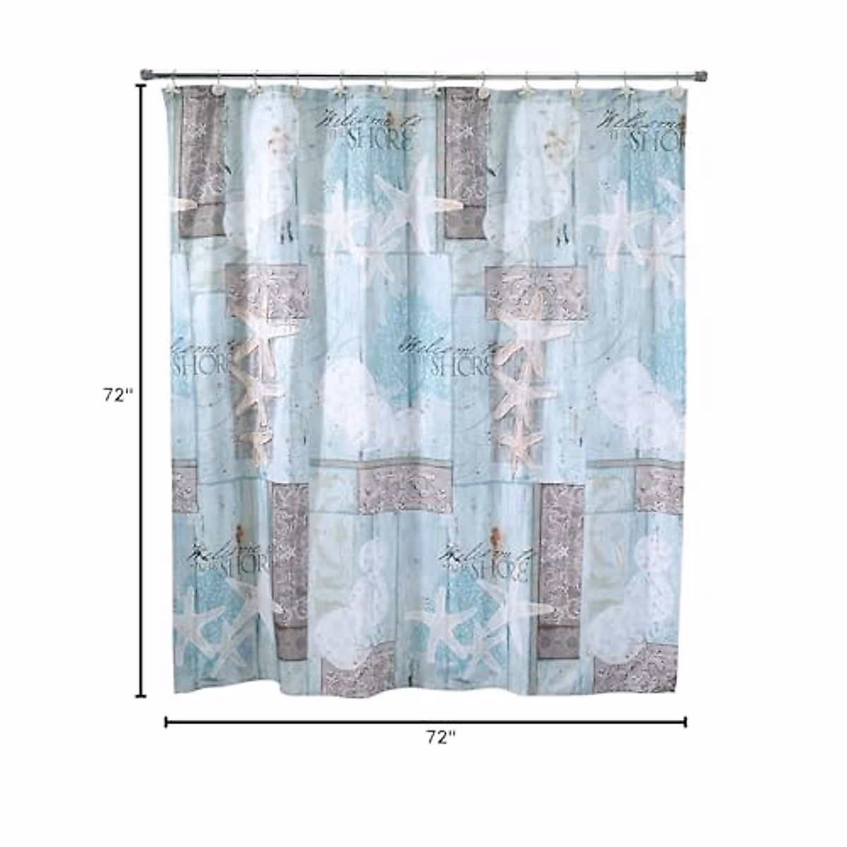 Avanti Linens - Fabric Shower Curtain, Ocean Inspired Bathroom Decor (Beachcomber Collection, 72")