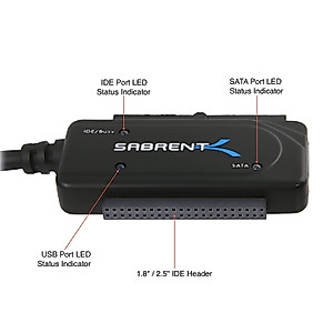 SABRENT USB 3.0 TO SATA/IDE 2.5/3.5/5.25-INCH Hard Drive Converter With Power Supply & LED Activity Lights (USB-DSC8)