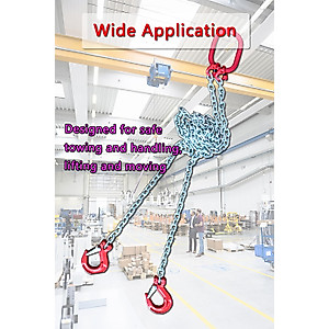 Chain Sling 1/4Inch X 5 Ft 4410lb Double Leg with Sling Hooks and Adjusters Grade 80Alloy Steel Engine Chain Hoist Lifts【2Leg 2Ton】