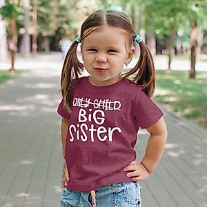 Olive Loves Apple Only Child to Big Sister Sibling Announcement Shirts for Baby and Toddler Girls Sibling Outfits Vintage Burgundy Shirt
