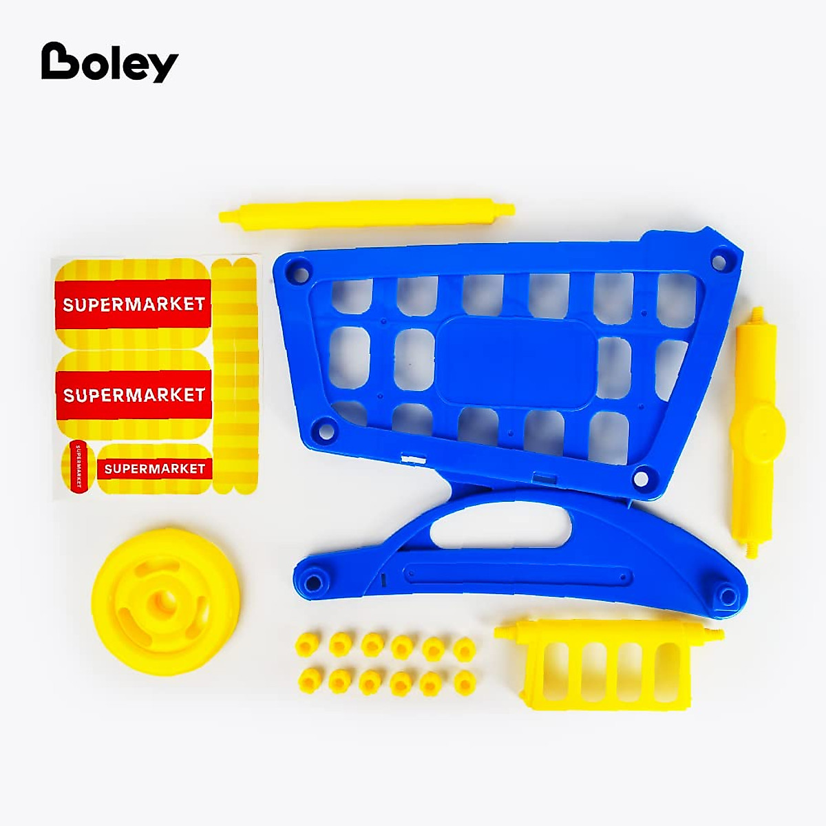 Boley Educational Toy Shopping Cart - Supermarket Playset with Included Grocery Cart Toy and Pretend Food Accessories - Perfect for Kids, Children, Toddlers Learning Development