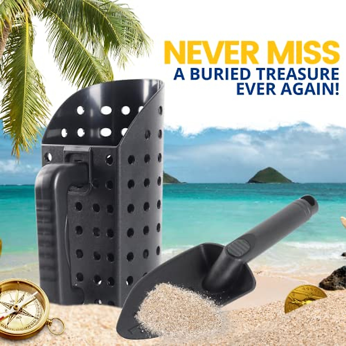 VIKOS Products Detector Accessories - Sand Scoop and Trowel for Detecting and Beachcombing - Made of Heavy-Duty Plastic - Lightweight and Portable Sand Scoop & Shovel for All Ages