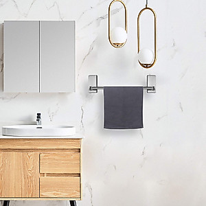 NearMoon Self Adhesive Bathroom Towel Bar- Stainless Steel Bath Wall Shelf Rack Hanging Towel Stick On Sticky Hanger Contemporary Style, NO Drilling (1 Pack, Brushed Nickel, 12-Inch Towel Rack)