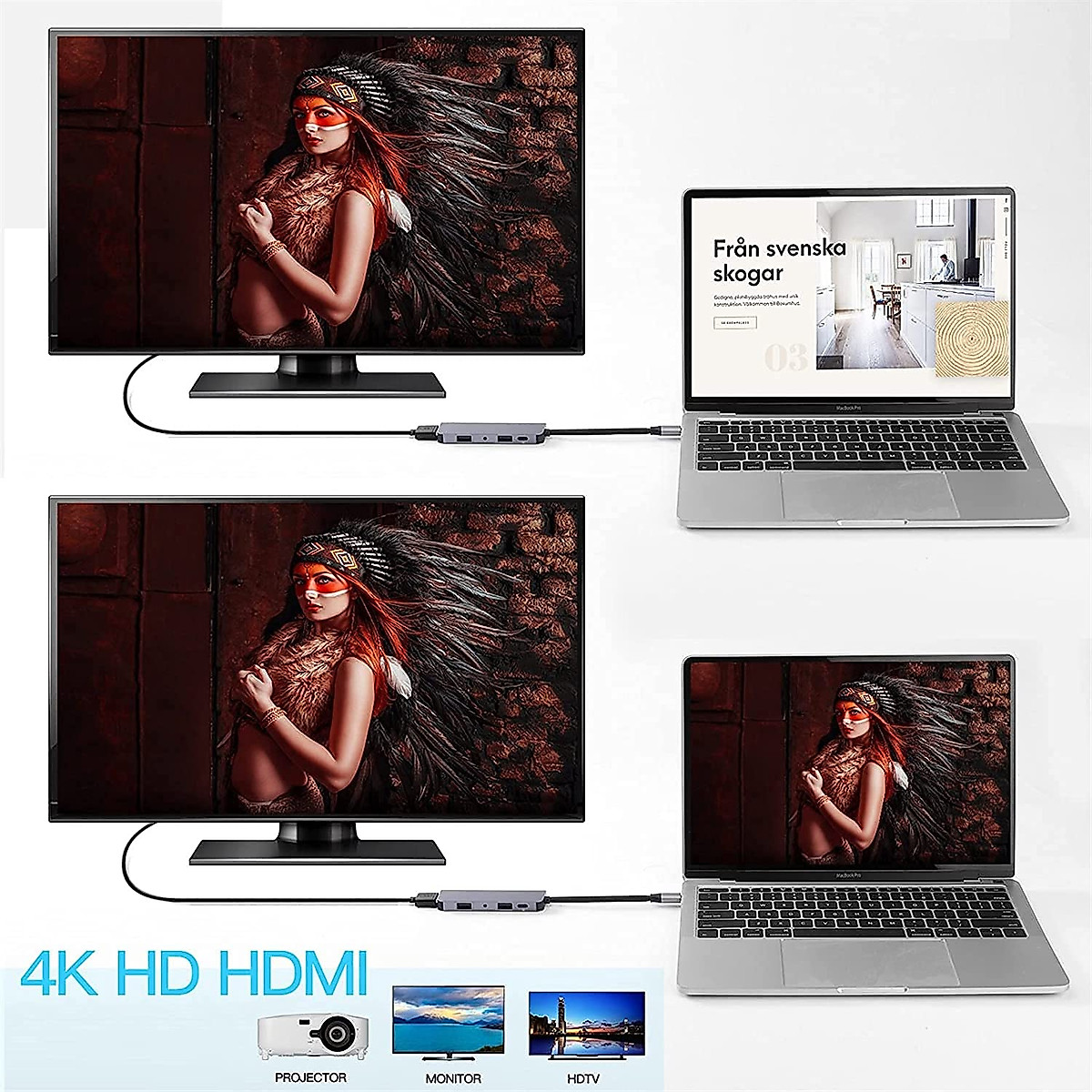 Type-c Docking Station, 5-in-1 Hub Usb3.0 3.5mm Audio Hdmi Pd Fast Charge Compatible with Windows Xp/Vista, Win 7/win8/win 10, Mac Os, Linux, Android (Silver) (Silver)