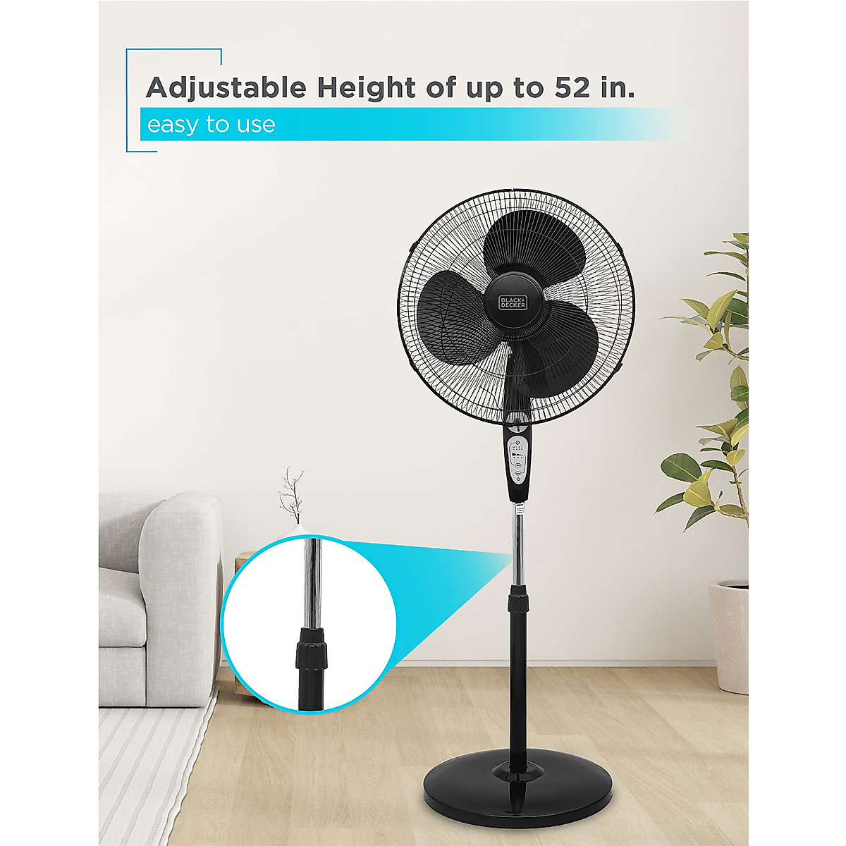BLACK+DECKER BFSR18B 18 Inches Stand Fan with Remote, Black