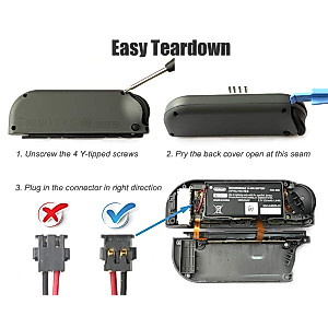 ElecGear 2 x Replacement Battery for Joy-Con Switch Controller, HAC-006 Internal Rechargeable Li-ion Battery for Nintendo Joycon Controller Left and Right with Repair Tool Kit