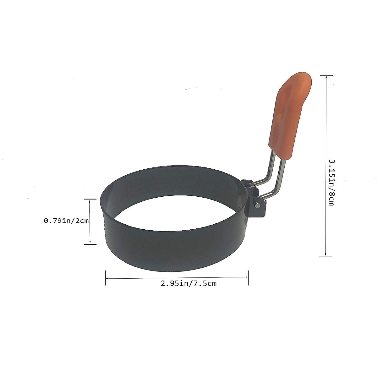 MiaLover 2Pcs 3'' Nonstick Egg Rings with Silicone Handle, Stainless Steel Mold Shaper Circles for Fried Egg MacGuffin Sandwiches,Portable Grill Accessories for Camping Indoor Breakfast Burger